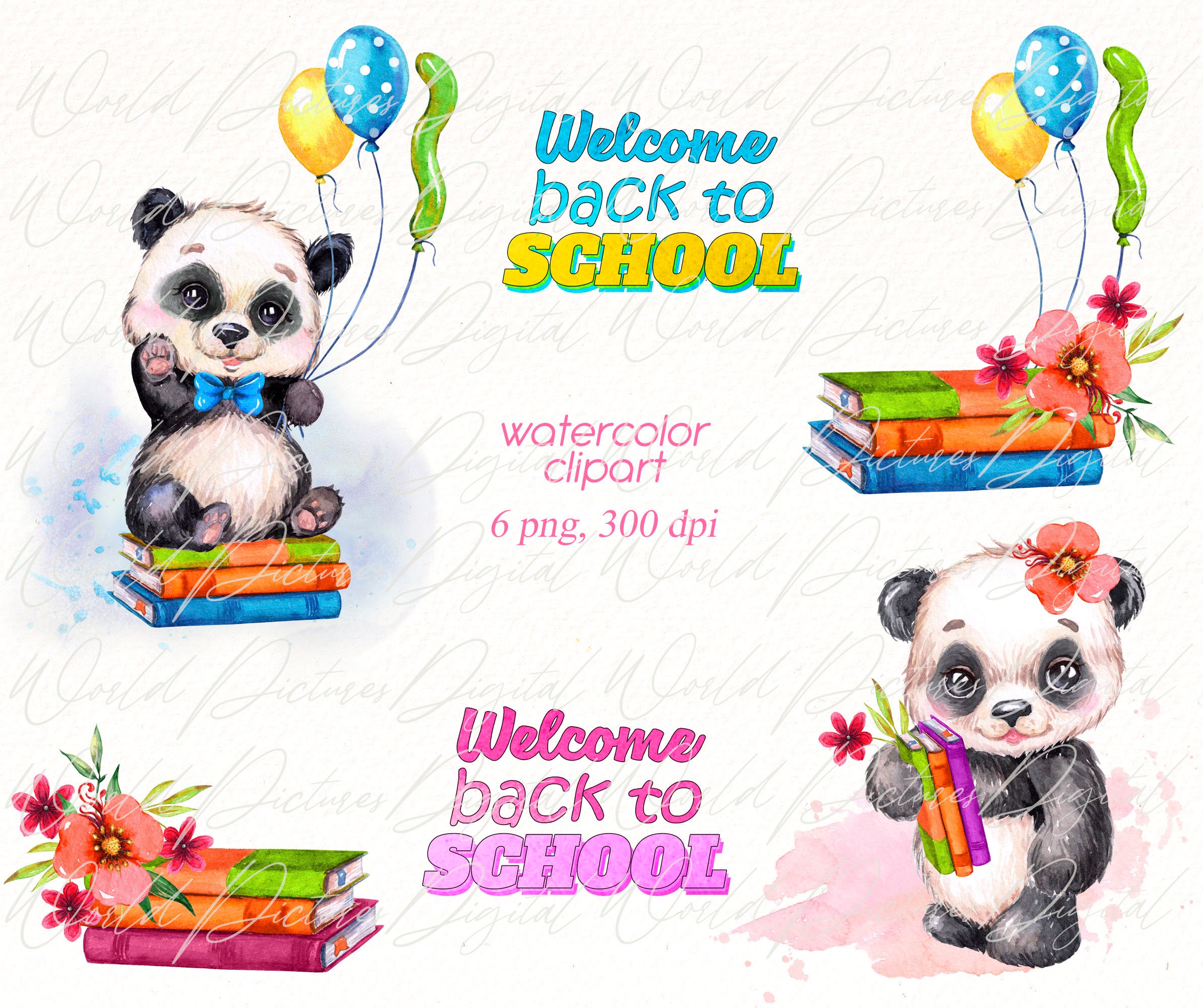 Back to School PNG, School Watercolor Clipart, Cute Animals Clip Art ...