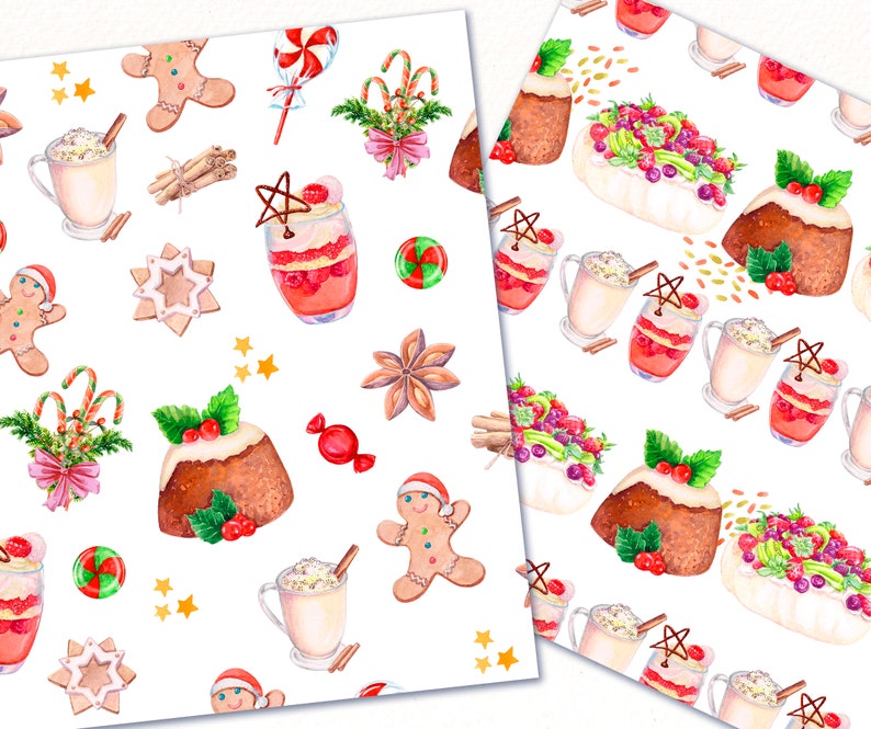 Christmas Bakery Digital Paper, Tasty Seamless Pattern, Bakery ...