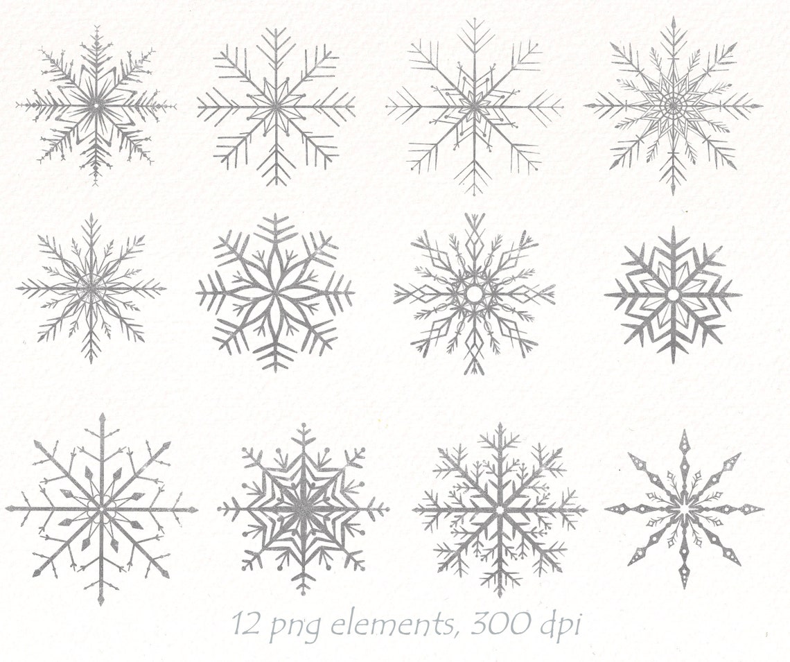 Silver Snowflakes Christmas Clipart, Winter Snow Clip Art, Holiday PNG ...