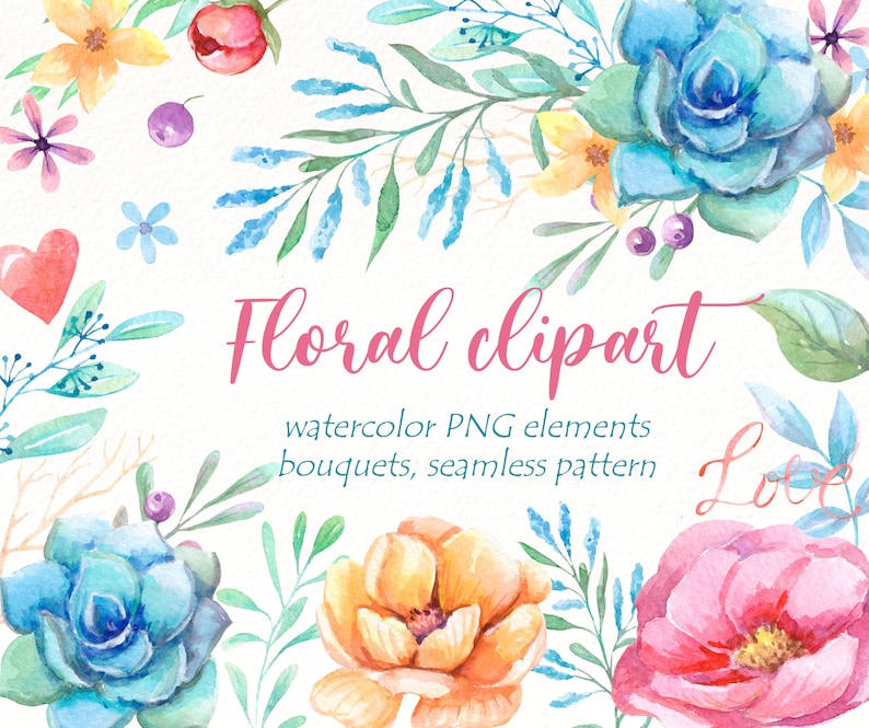 Watercolor Peonies Clipart, Succulent Png, Floral Clip Art, Greenery ...
