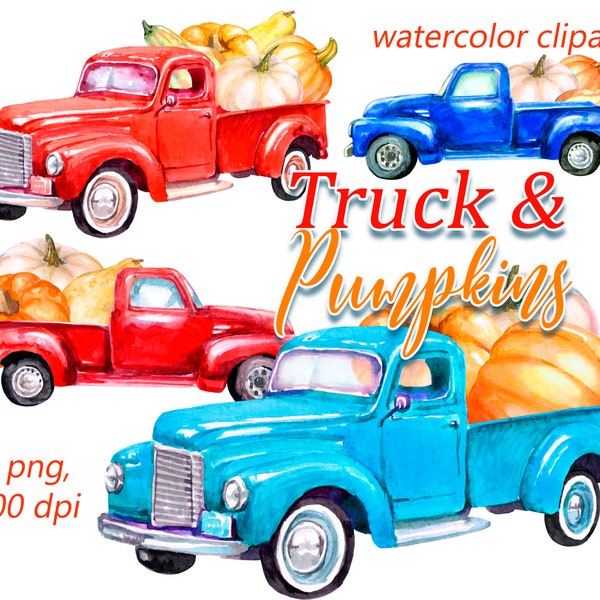 Fall Red Truck Clip Art - Etsy