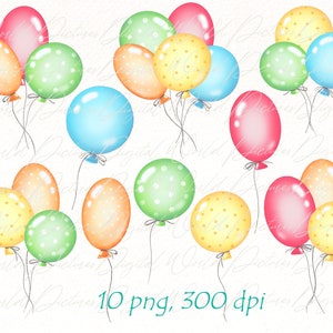 Watercolor Balloons Clipart, Birthday Party Clip Art, Balloon Png ...