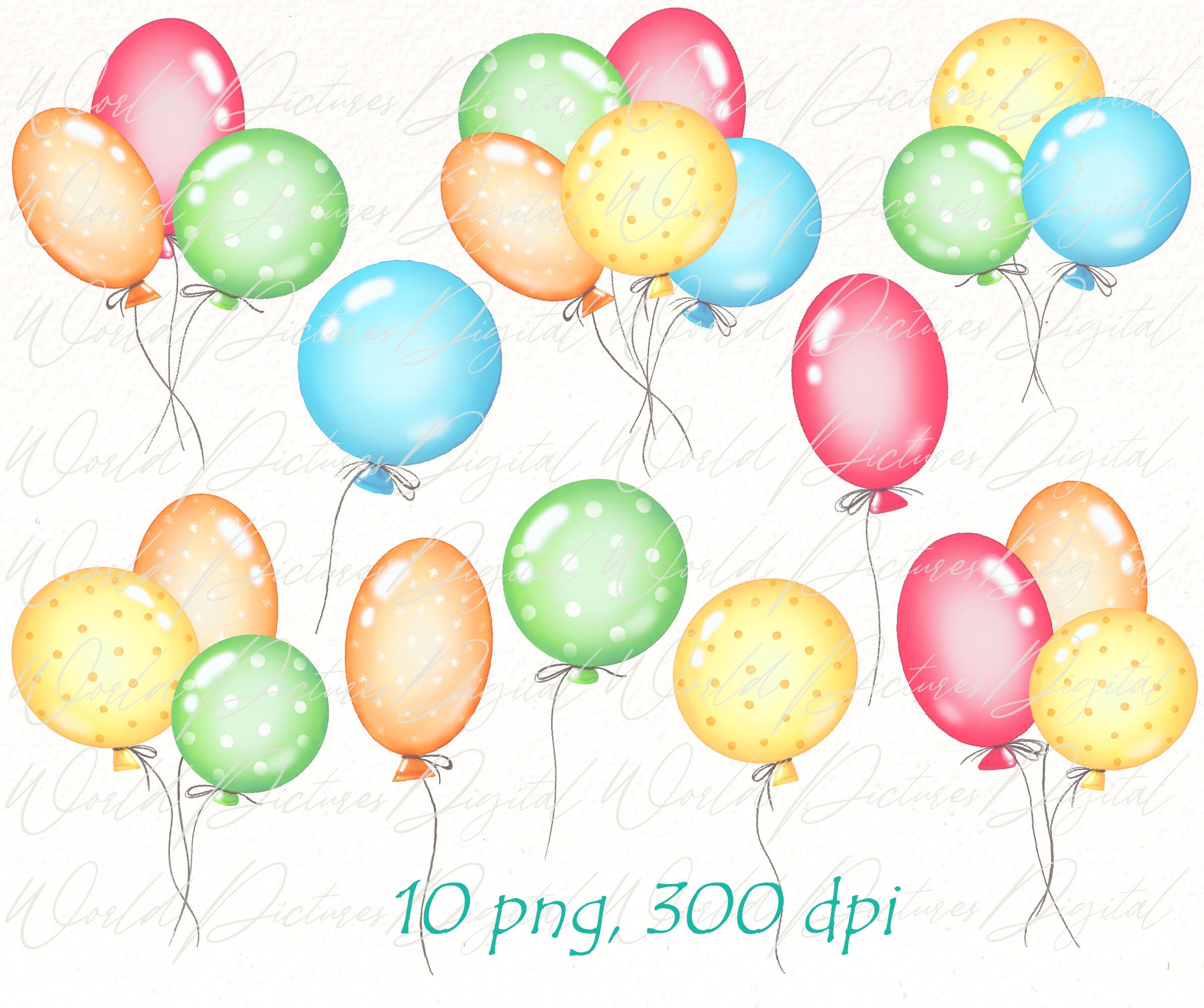 Watercolor Balloons Clipart, Birthday Party Clip Art, Balloon Png ...