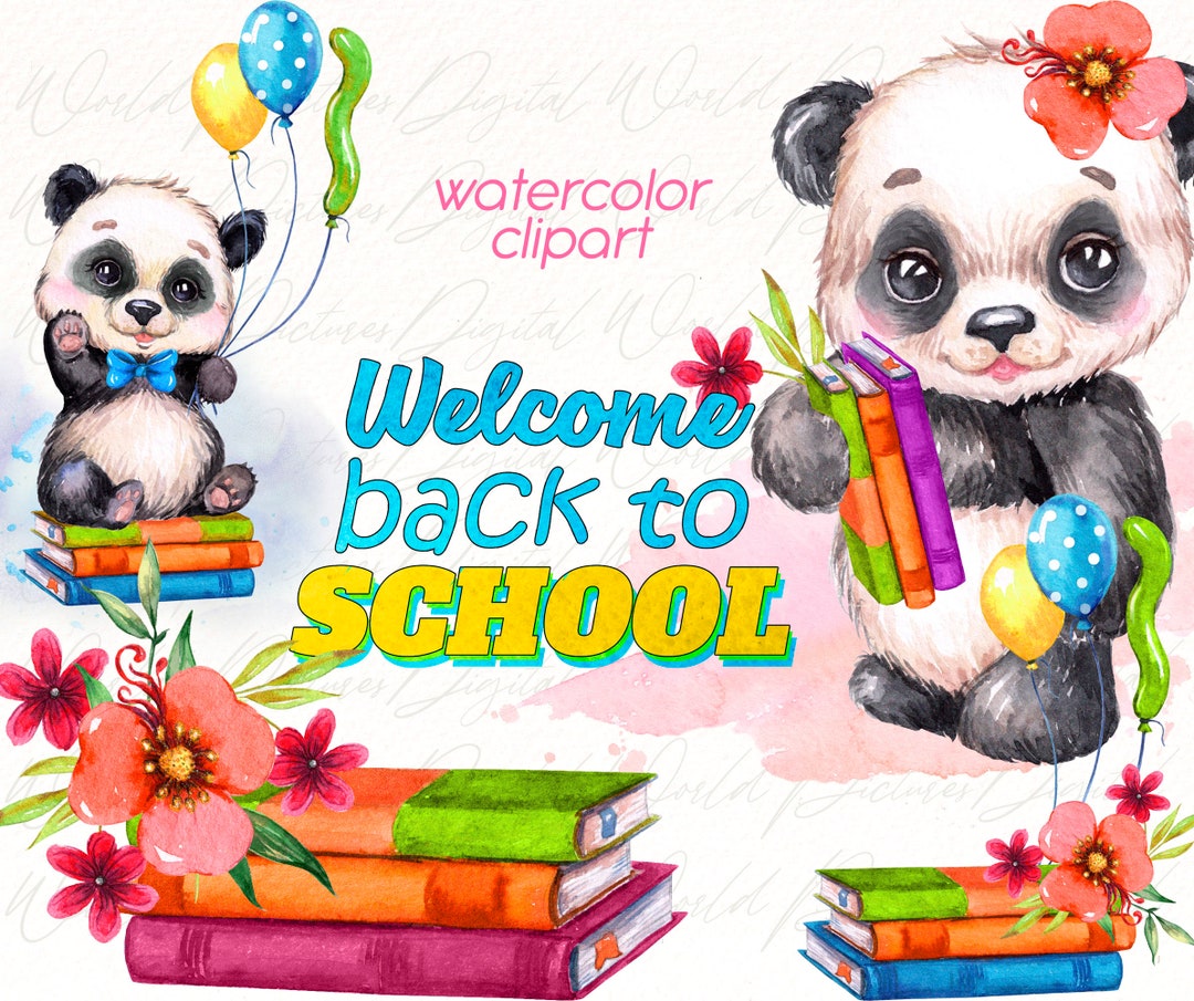 Back to School PNG, School Watercolor Clipart, Cute Animals Clip Art ...