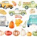 Fall Truck Clipart, Watercolor Autumn Harvest Pumpkin Clip Art ...