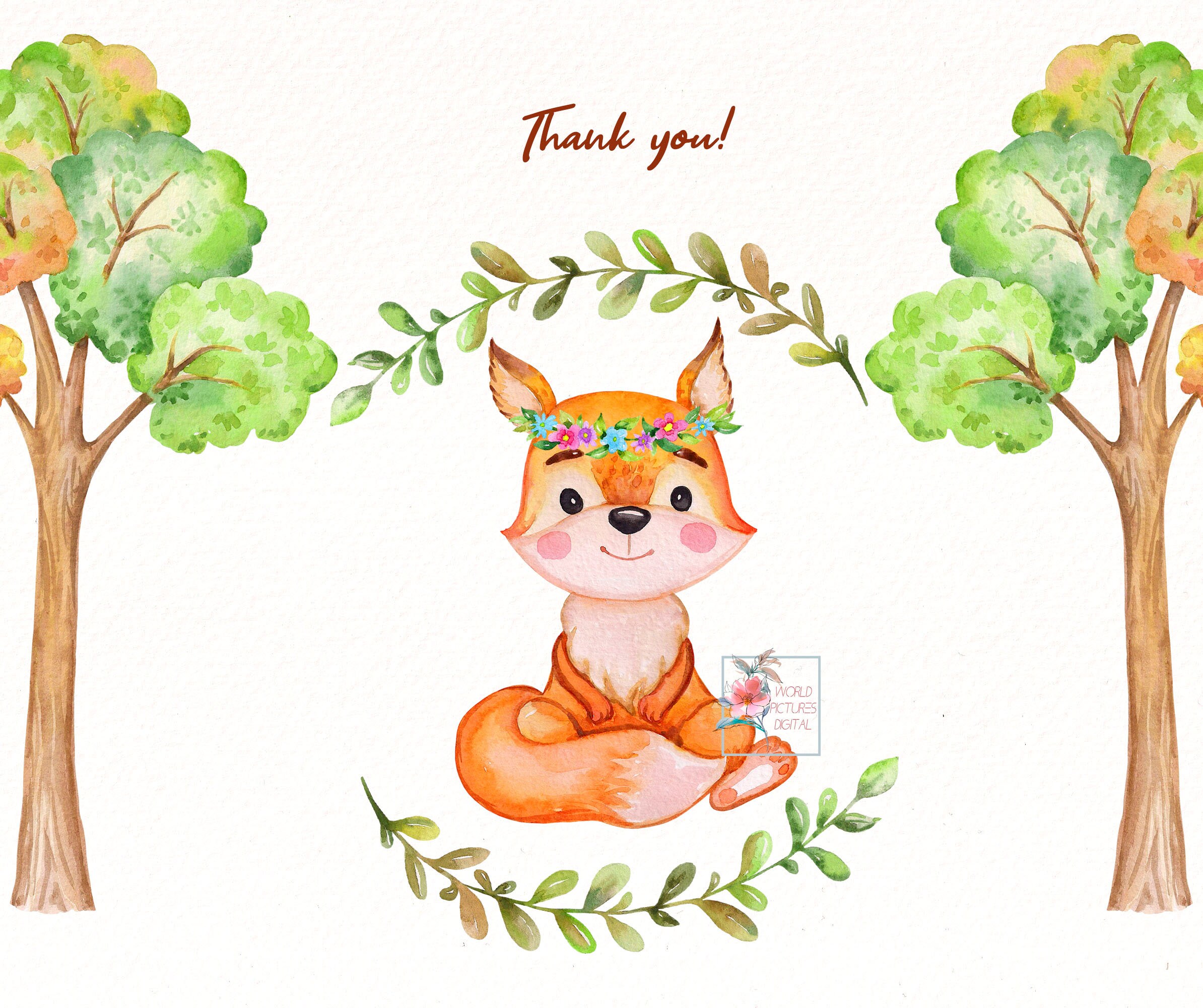 Woodland Animals Watercolor Clipart Forest Animal - Etsy