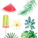 Watercolor Tropical Clipart , Summer Hand Painted Clip Art , Flamingo ...