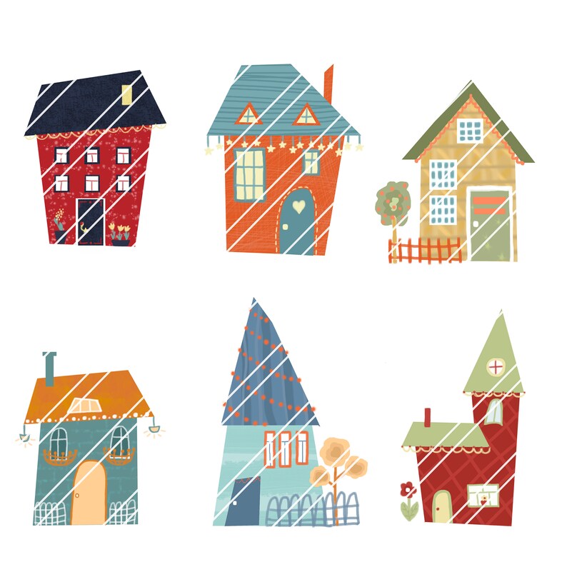 Houses Clipart Set - Clip Art Set of Houses, Bright Houses, Cute Houses ...