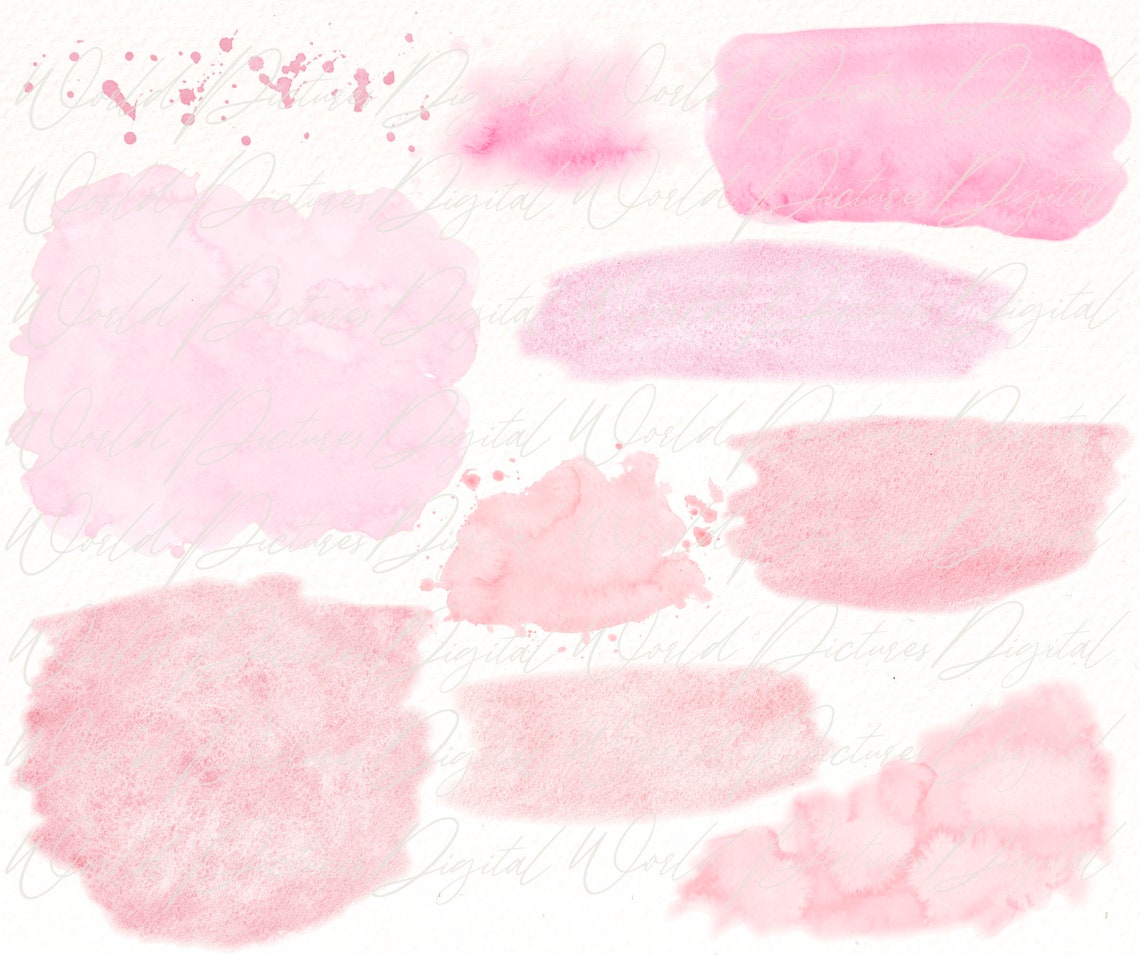 Pink Brush Stroke Clipart, Watercolor Splashes PNG, Logo Elements ...