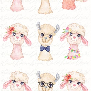 Watercolor Llama Clipart , Llama Head With Flowers , Alpaca Clip Art ...