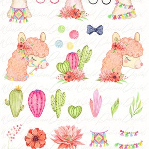 Watercolor Llama Clipart , Llama Head With Flowers , Alpaca Clip Art ...