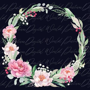 Peonies Watercolor Clipart, Pink Floral Png Clip Art, Boho Flowers ...