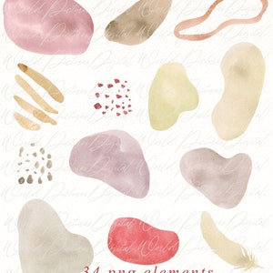 Watercolor Modern Clipart , Boho Geometric Abstract Hand Drawn Clipart ...