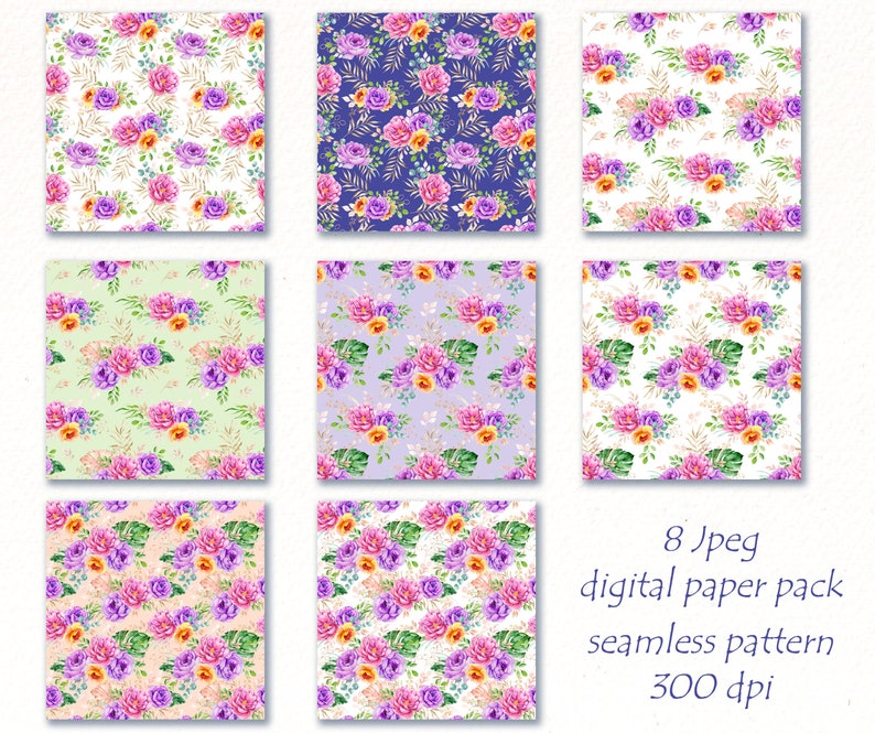 Watercolor Peony Seamless Pattern: Floral Digital Paper Pack (12in) - Etsy