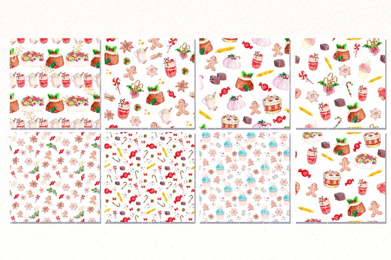 Christmas Bakery Digital Paper, Tasty Seamless Pattern, Bakery ...