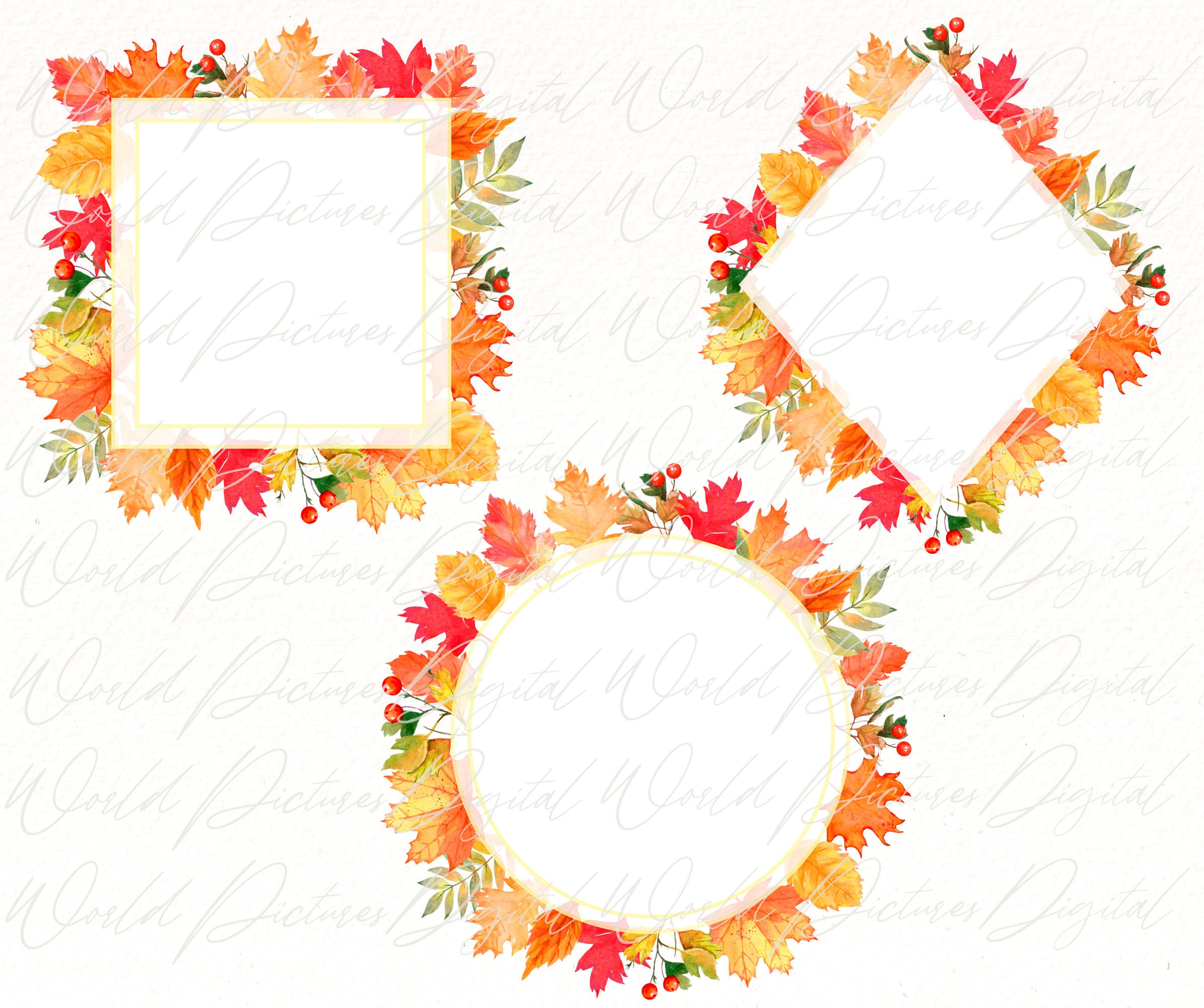 Fall Frame PNG Clipart, Watercolor Autumn Leaves Wreath Clip Art ...