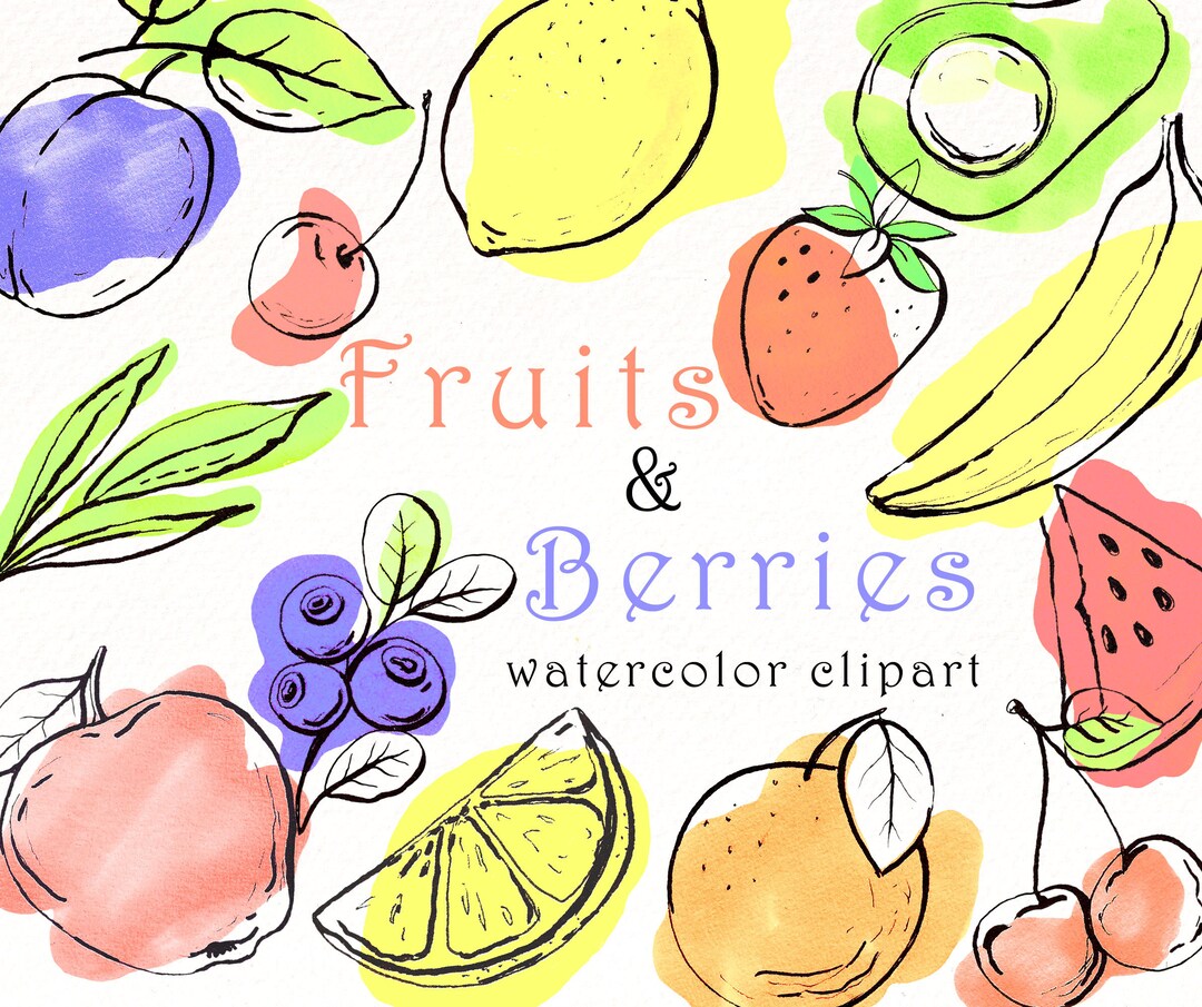 Vegetables Clipart , Summer Tropical Fruit Hand Sketched, Garden Clip ...
