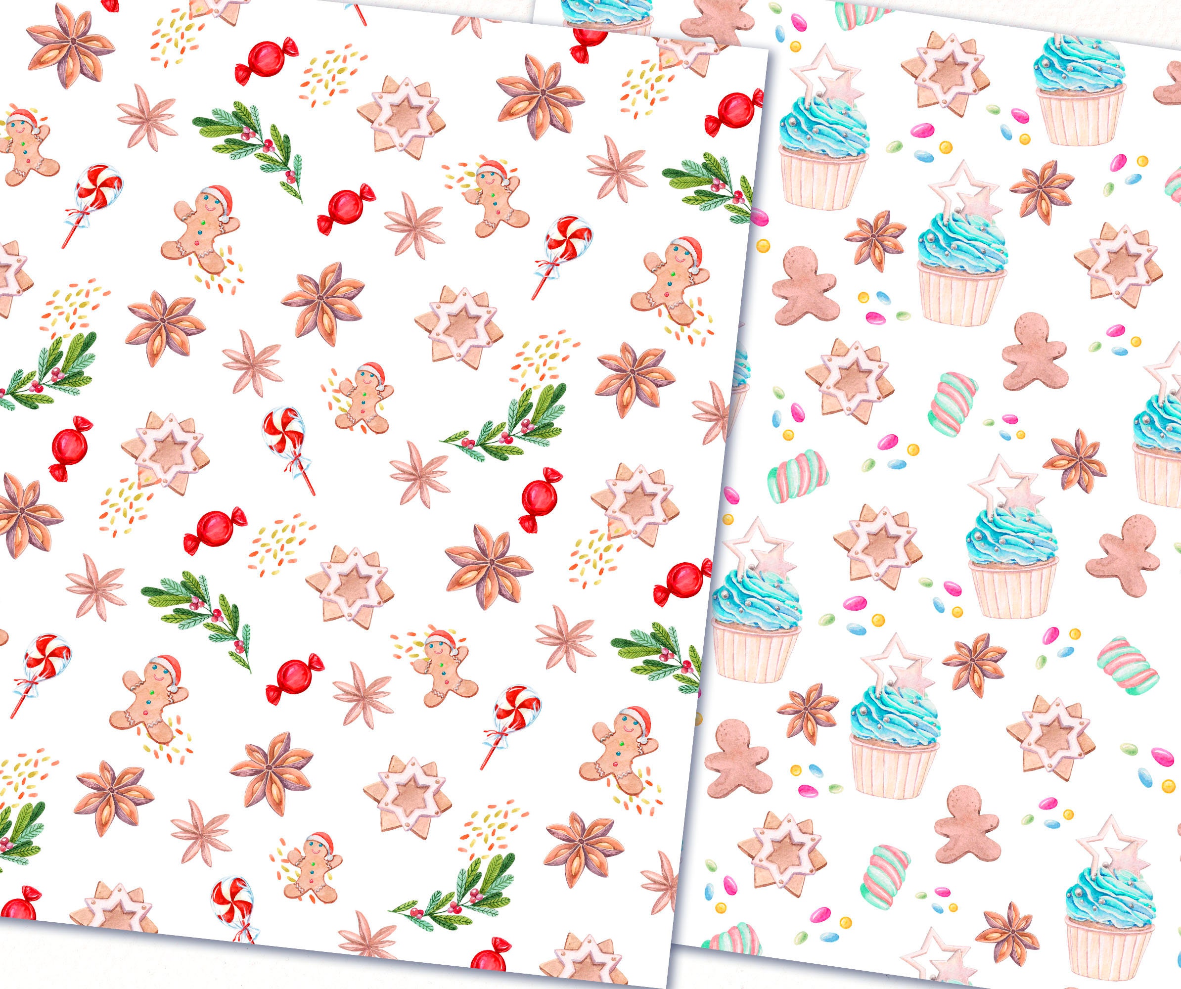 Christmas Bakery Digital Paper, Tasty Seamless Pattern, Bakery ...