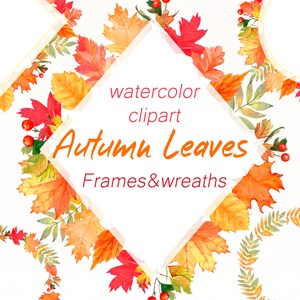 Fall Frame PNG Clipart, Watercolor Autumn Leaves Wreath Clip Art ...