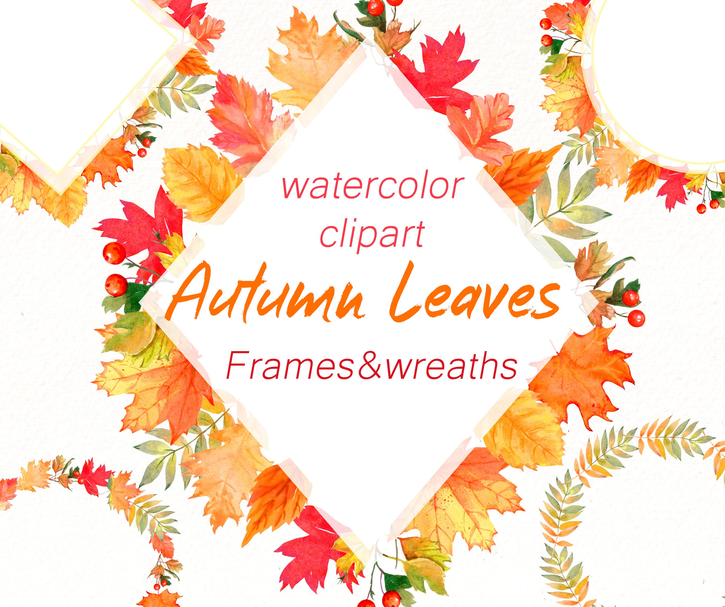 Fall Frame PNG Clipart, Watercolor Autumn Leaves Wreath Clip Art ...