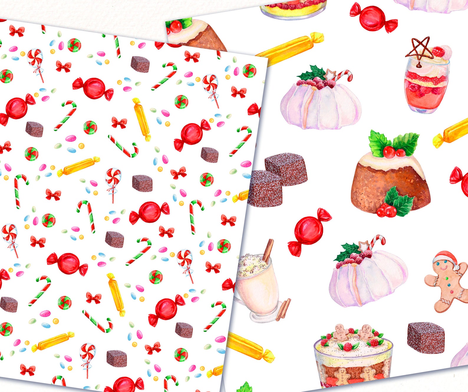 Christmas Bakery Digital Paper, Tasty Seamless Pattern, Bakery ...