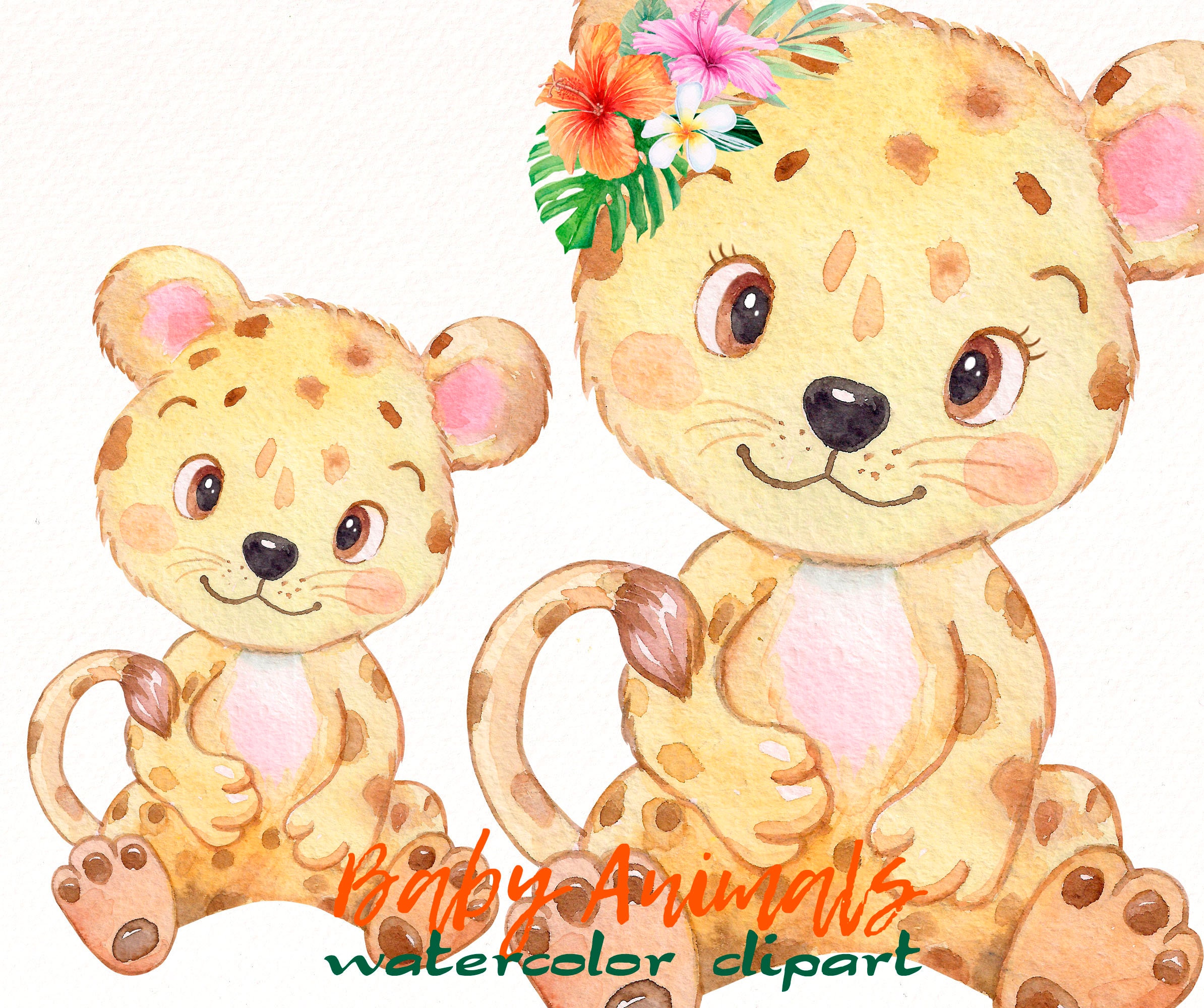 Safari Animals Watercolor Clipart, Tropical Animal Png, Baby Animal ...