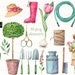 Spring Gardening Watercolor Clipart, Garden Tools Png Graphics, Summer ...