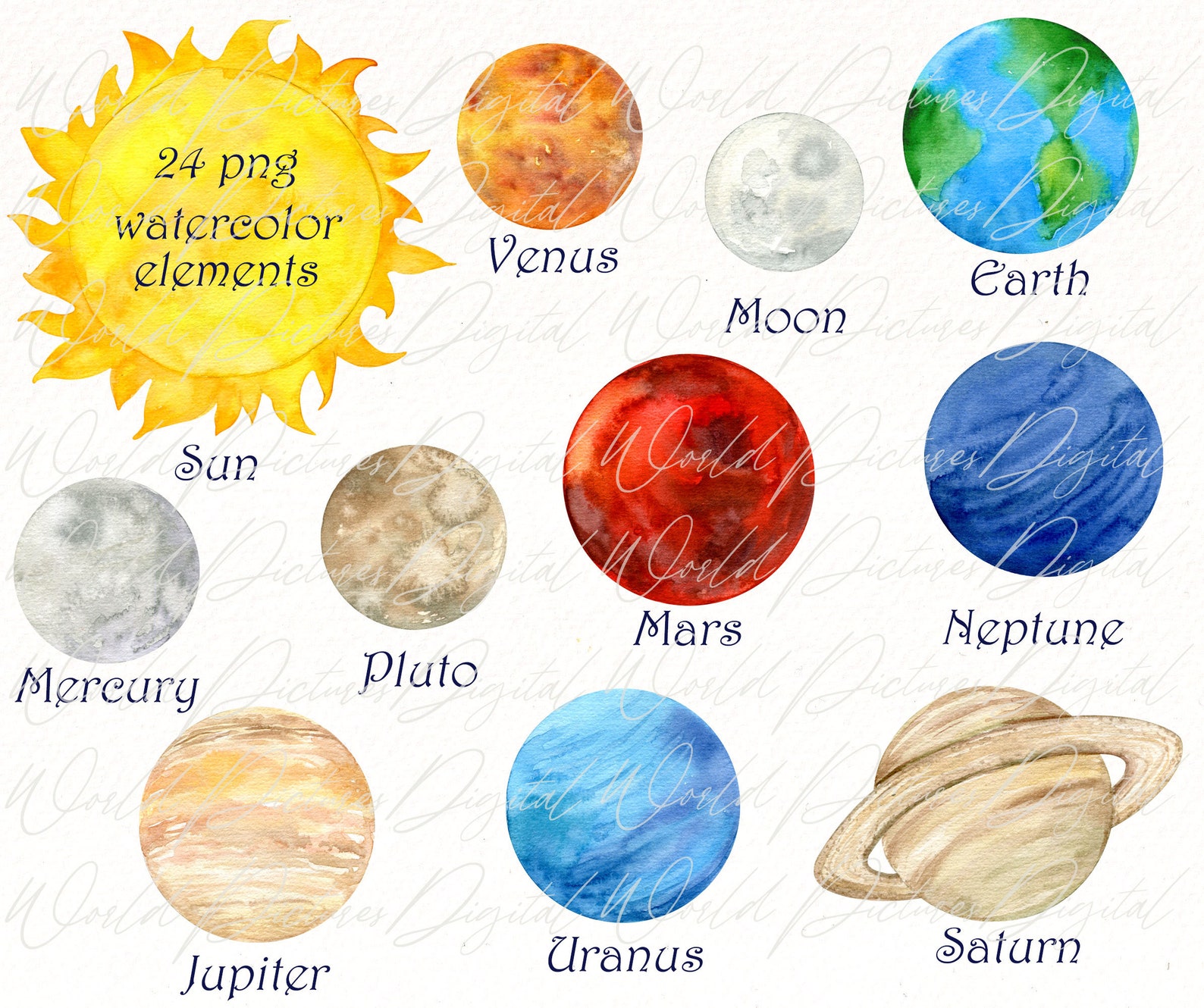 Space Watercolor Clipart , Outer Space Clip Art, Planets Png, Astronaut ...
