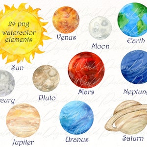 Space Watercolor Clipart , Outer Space Clip Art, Planets Png, Astronaut ...