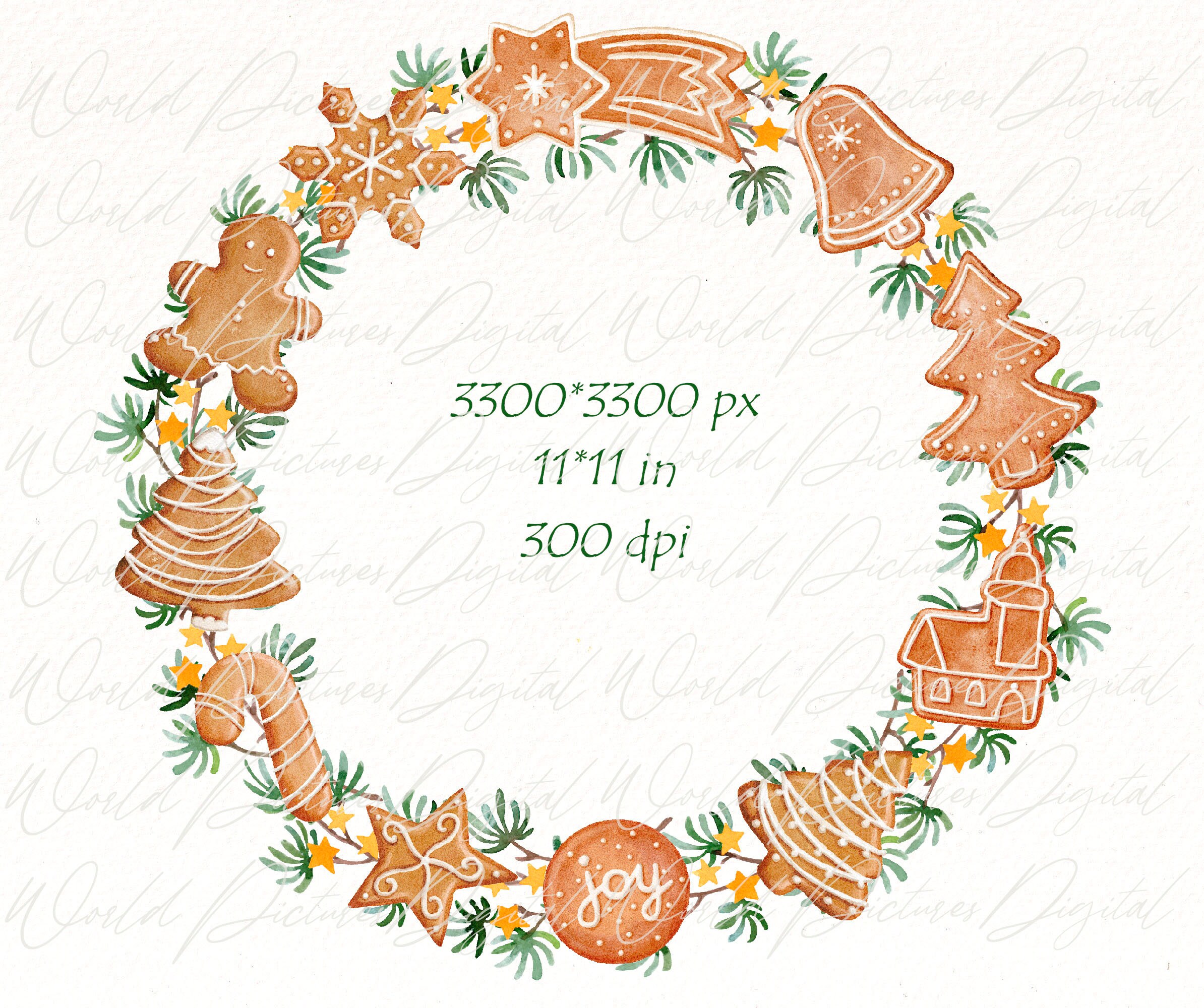 Christmas Cookies Wreath Watercolor Clipart, Gingerbread PNG Clipart ...