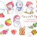 Cute Snowman Watercolor Clipart, Christmas Set With Wreath, Snowflakes ...