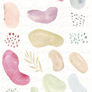 Watercolor Modern Clipart , Boho Geometric Abstract Hand Drawn Clipart ...