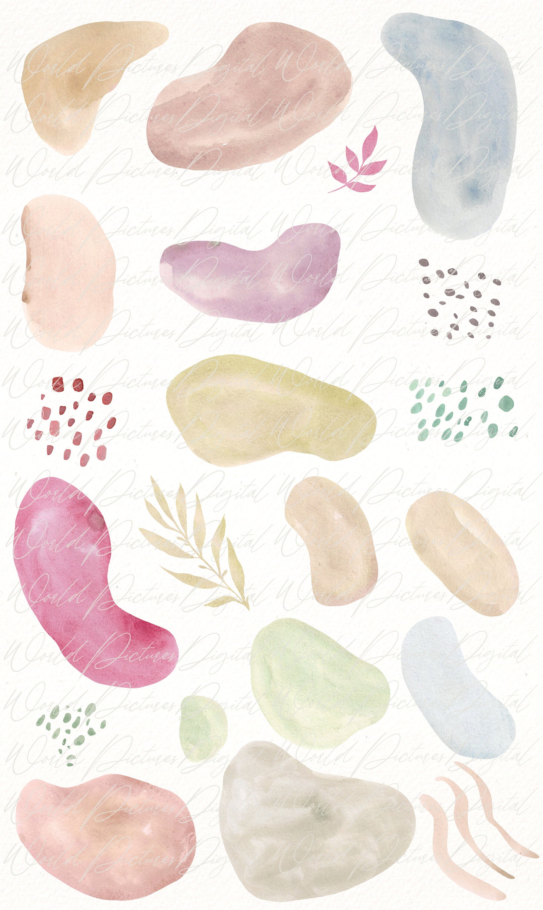 Watercolor Modern Clipart , Boho Geometric Abstract Hand Drawn Clipart ...