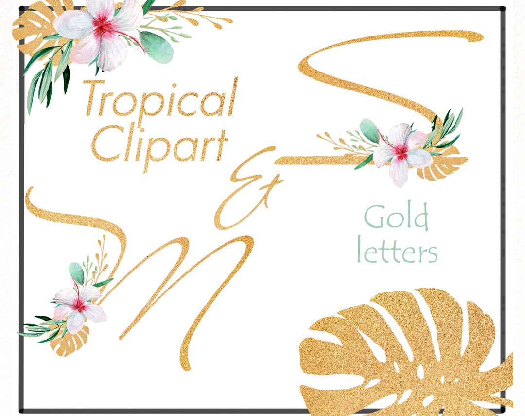 Tropical Letters Clipart, Glitter Flower, Alphabet Png Clip Art, Summer ...