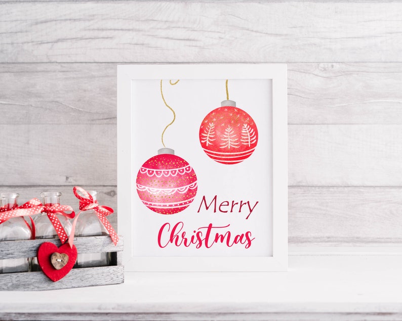 Watercolor Christmas Ornament Clipart: Glitter Baubles (digital ...