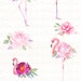 Watercolor Floral Flamingo Clipart. Tropical Set With Pink Bird and ...