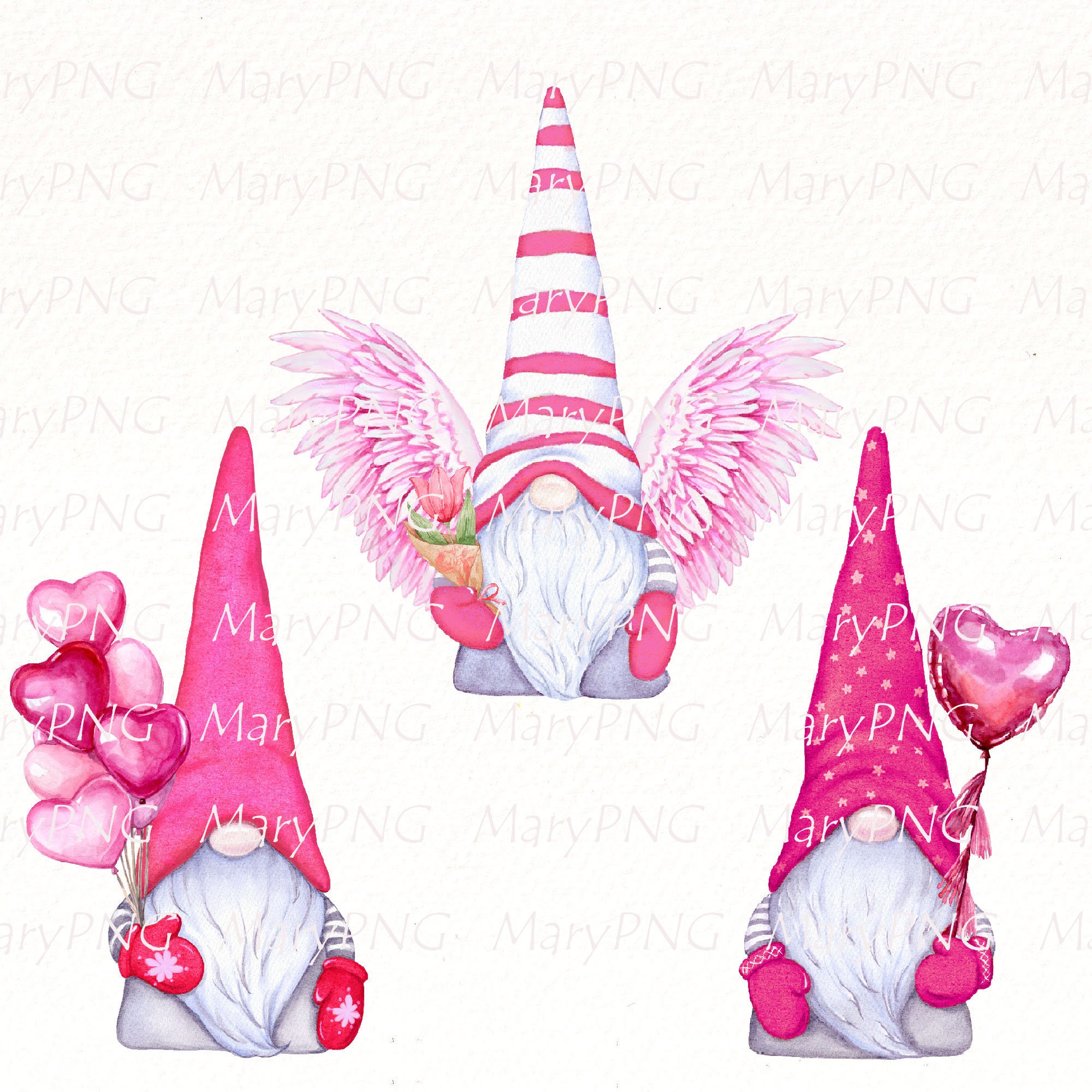 Valentine Gnomes PNG Watercolor Clipart, Valentine's Day PNG, Love ...