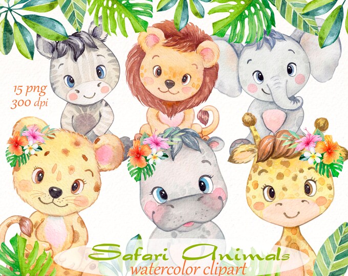 Safari Animals Clipart Bundle,africa Animals Clipart Set,wild Animals ...