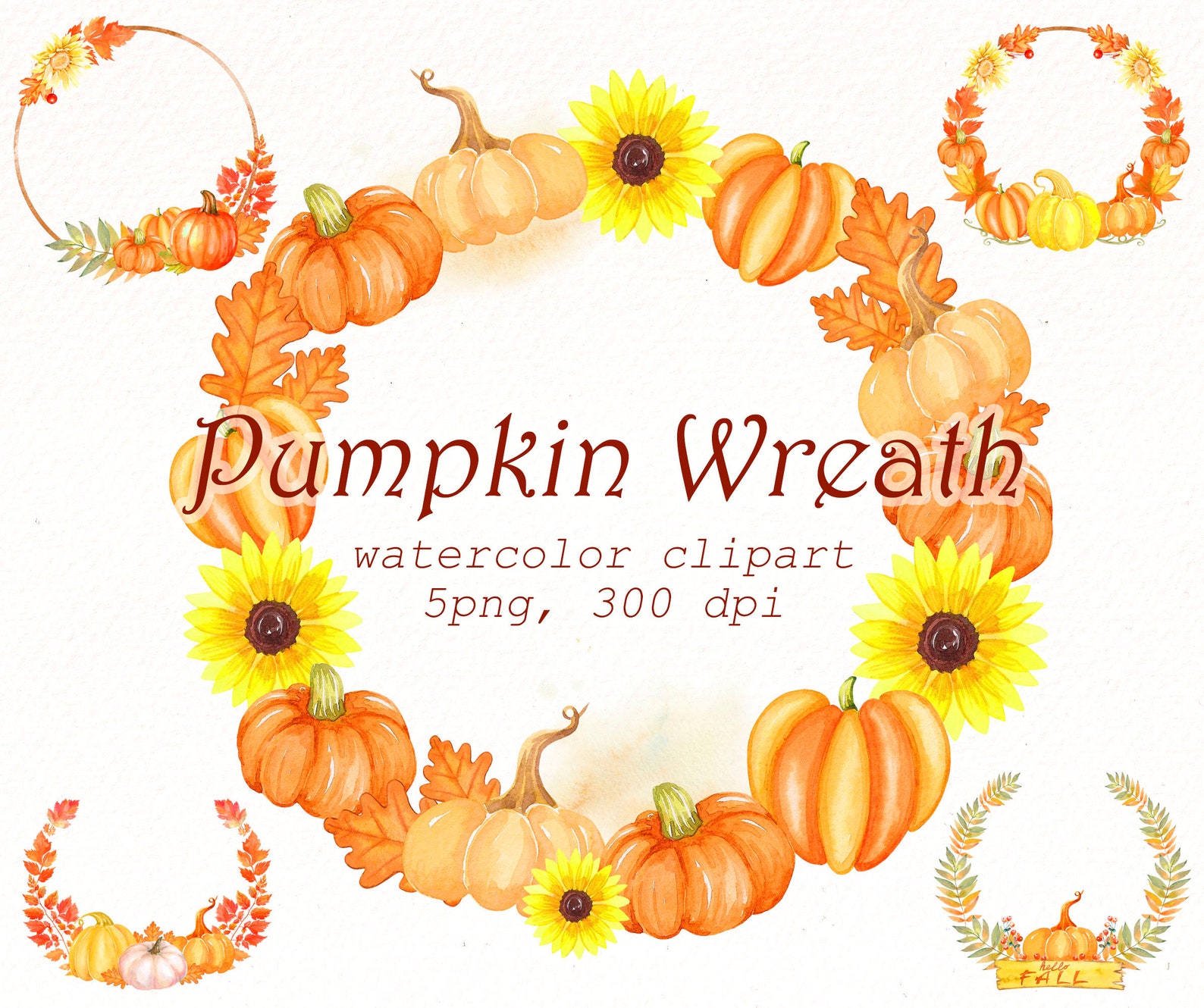 Pumpkin Watercolor Clipart, Fall Clip Art, Pumpkin Png, Thanksgiving ...