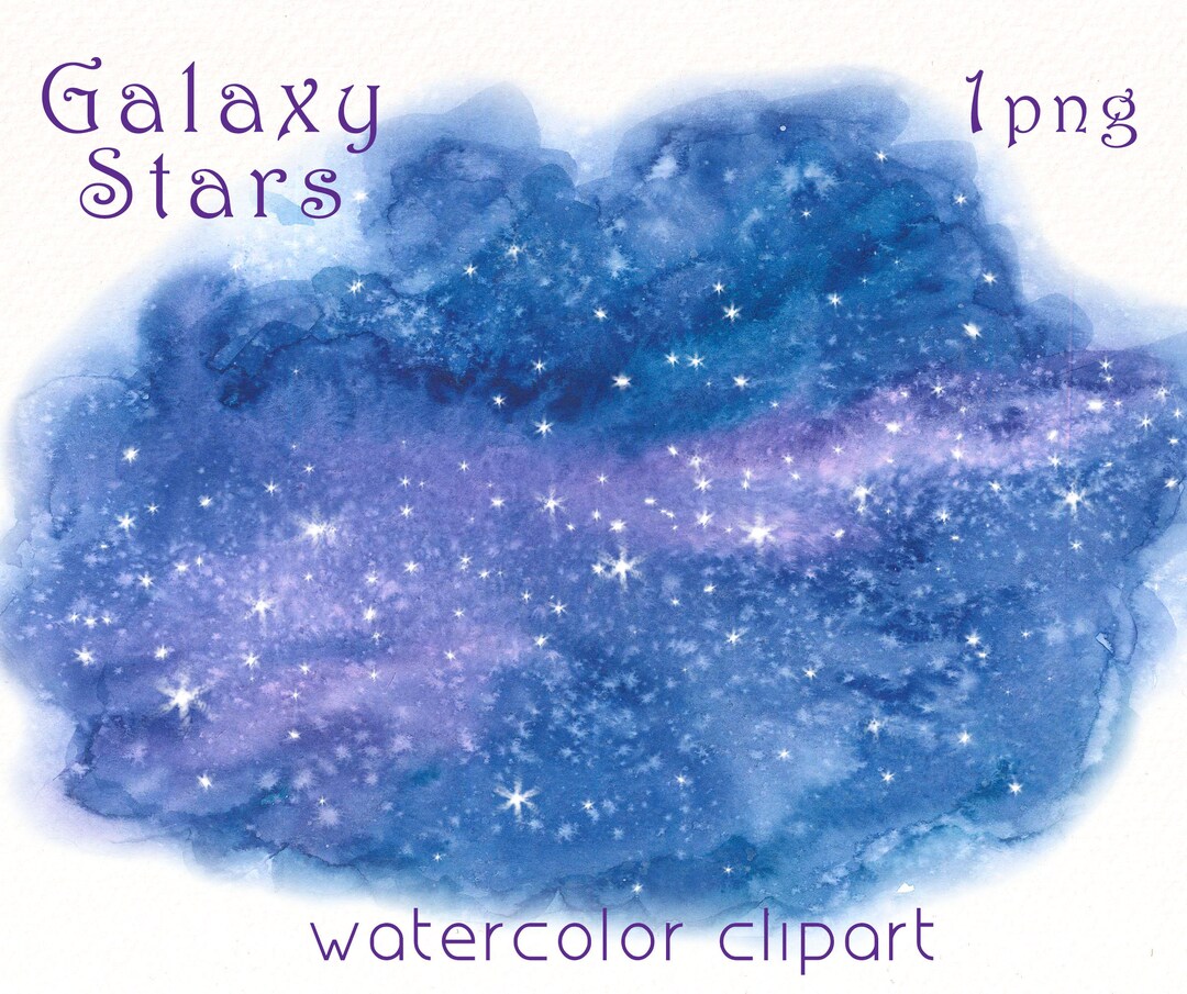 Watercolor Galaxy Stars Clipart: Night Sky Painting (digital Download ...