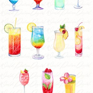 Watercolor Cocktails Clipart , Tropical Drinks Clipart , Summer ...