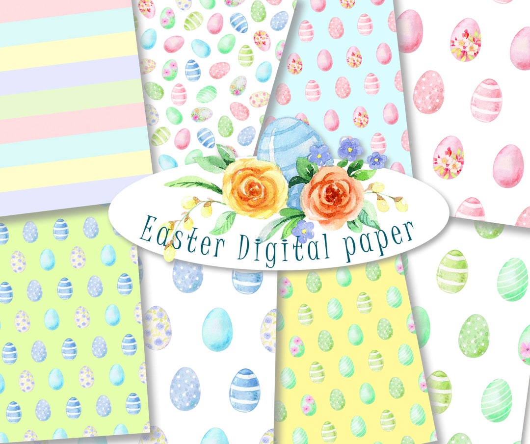 Easter Eggs Digital Paper , Spring Seamless Paper Pack , Cute Baby ...