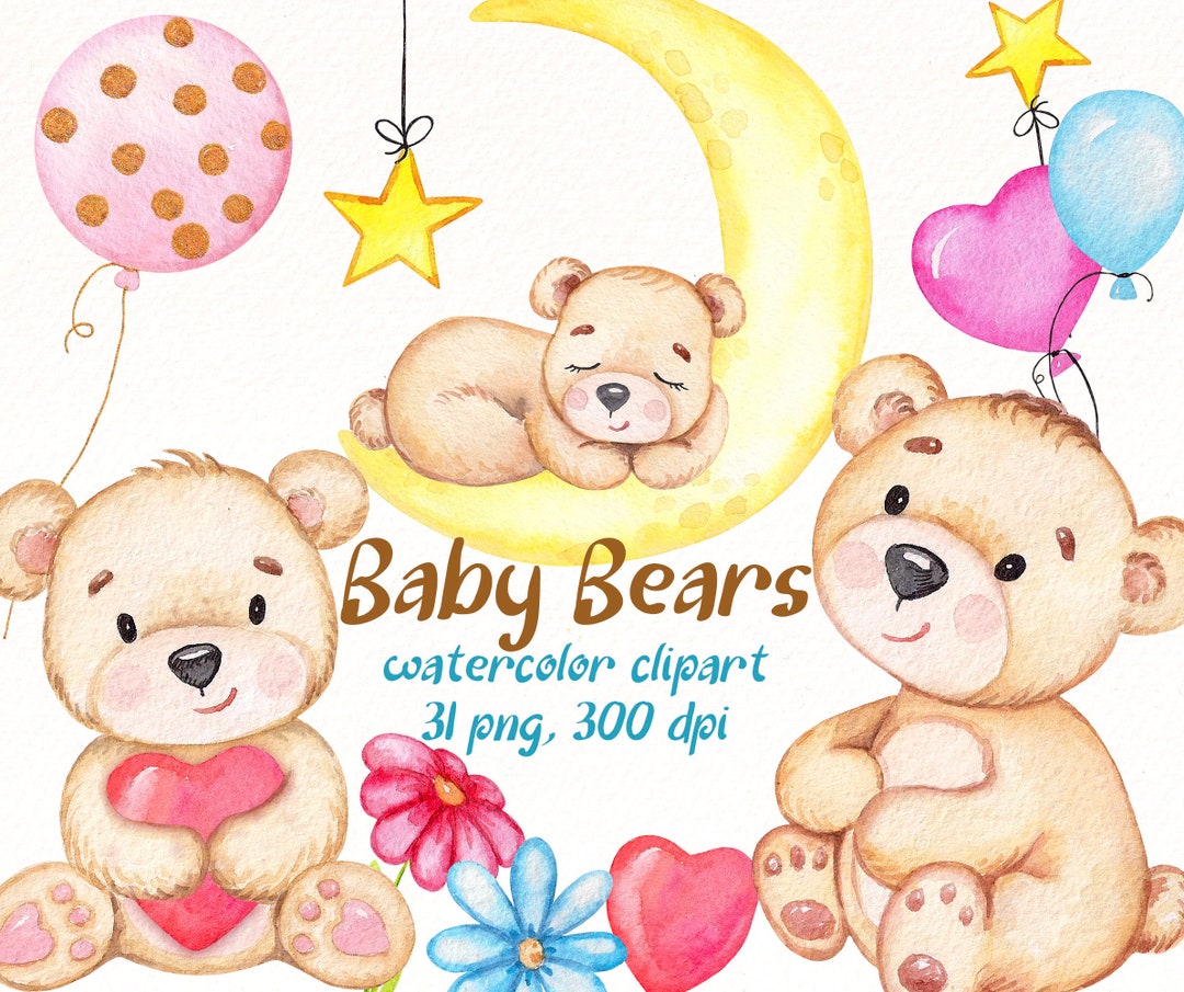 Bear Watercolor Animals Clipart, Cute Bears Png, Woodland Animal Clip ...