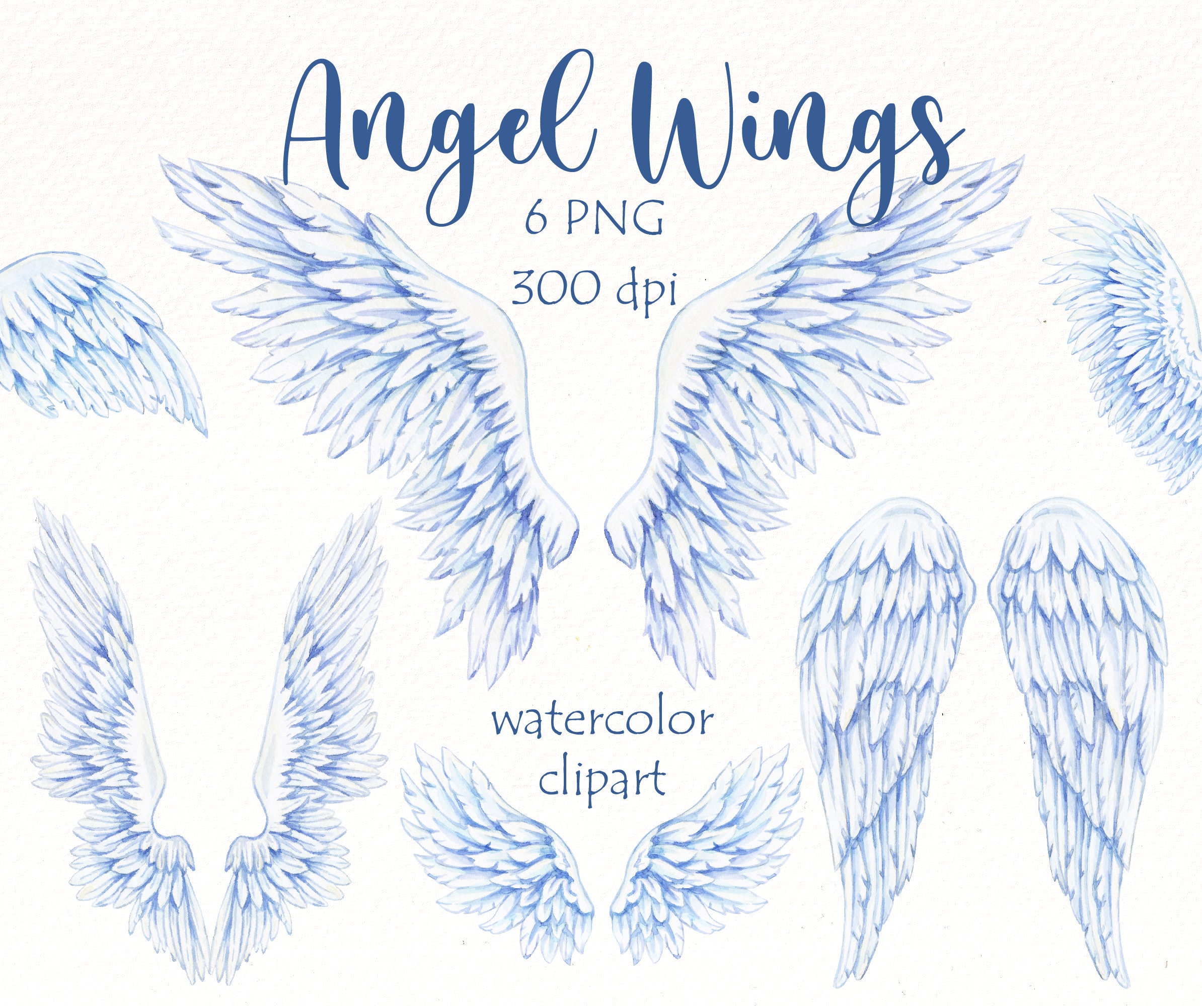 Watercolor Angel Wings Clipart: Memorial PNG Overlays (digital Download ...