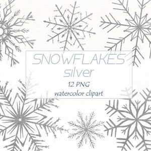 Silver Snowflakes Christmas Clipart, Winter Snow Clip Art, Holiday PNG ...