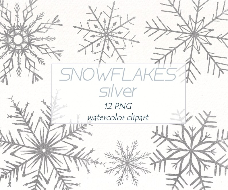 Silver Snowflakes Christmas Clipart, Winter Snow Clip Art, Holiday PNG ...