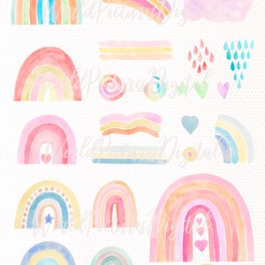 Rainbow Watercolor Clipart, Rainbow Png, Rainbow Hand Painted, Pink ...