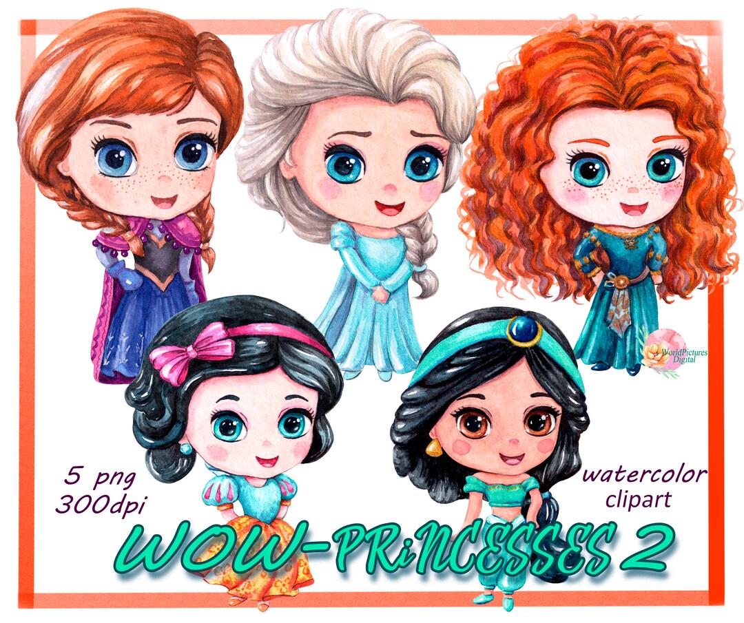 Princess Watercolor Clipart, Little Princesses Png, Dolls, Baby Clip ...