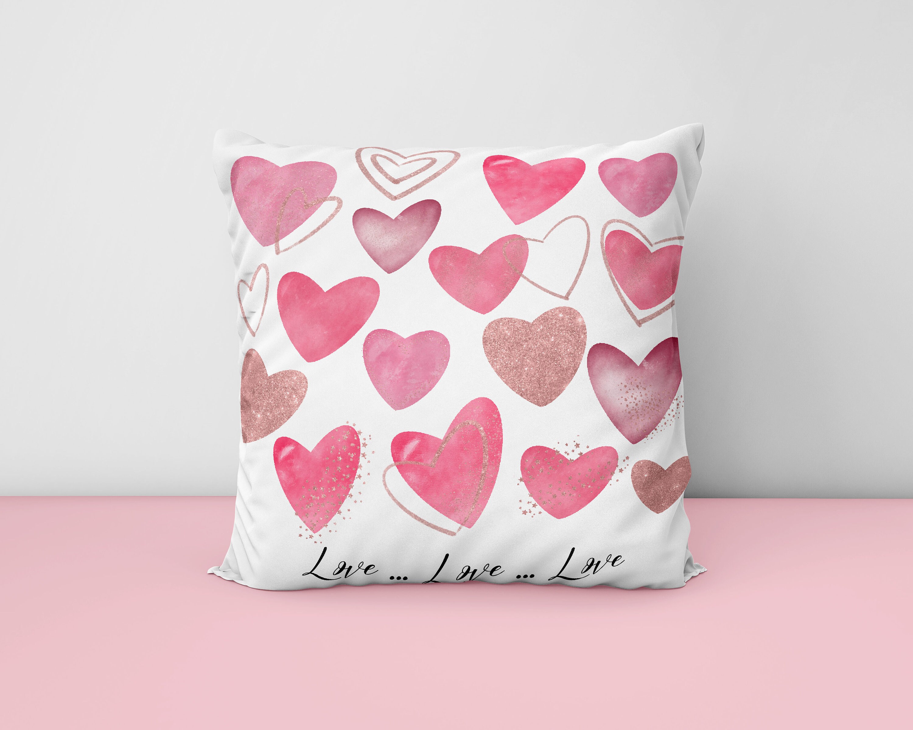 Pink Heart Valentines Clipart, Watercolor Hearts PNG Hand Drawn ...