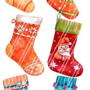 Watercolor Clipart Christmas Socks, X-mas Decoration, Woolen Sock for ...